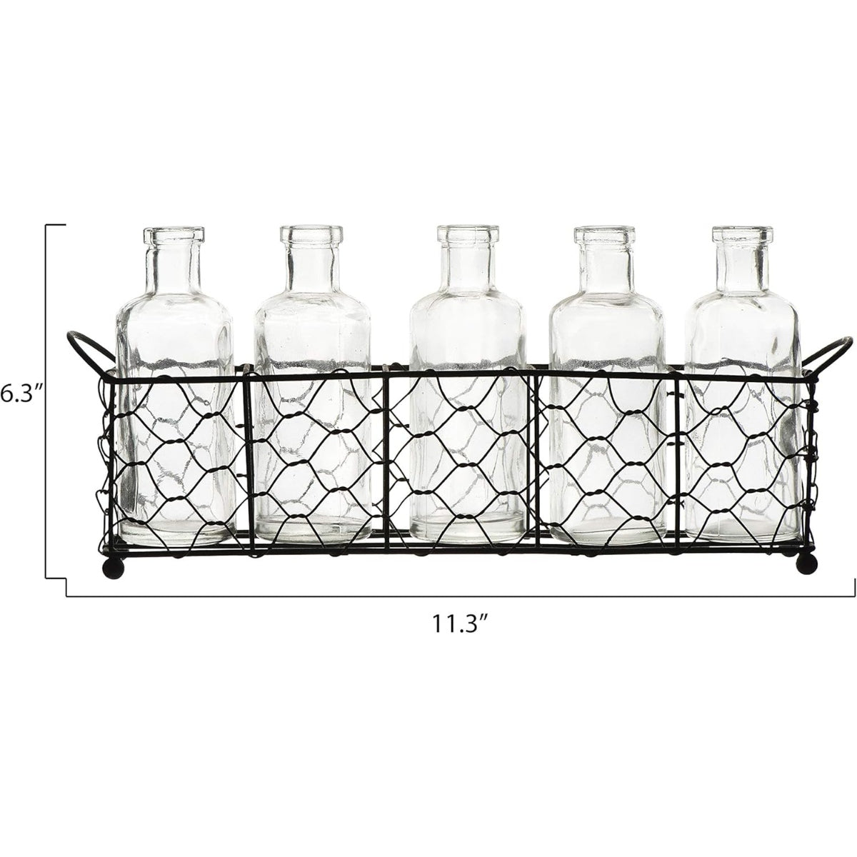 Wire Holder with Five Glass Vase Bottles | Ferry-Morse