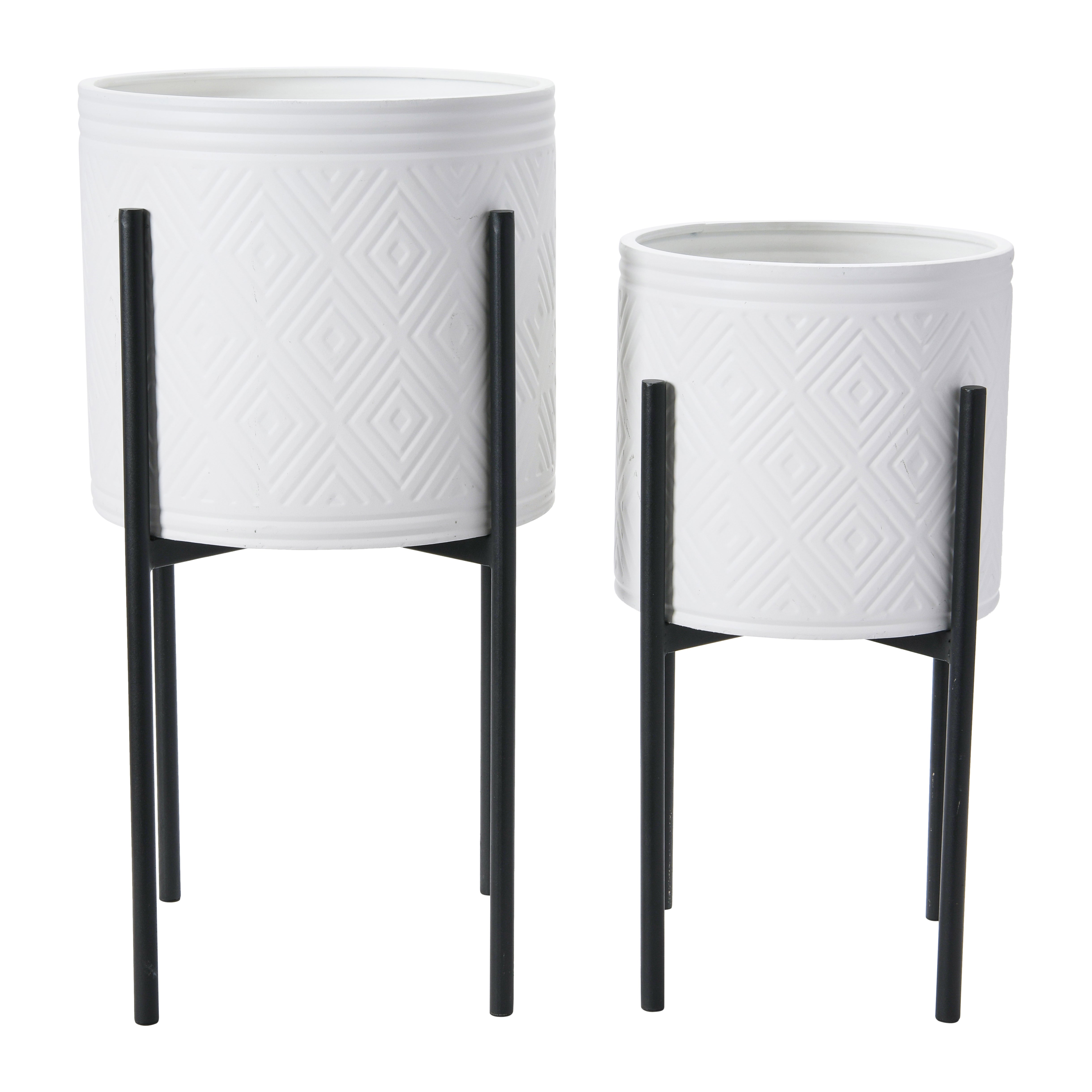 Modern Boho Metal White Planters Set of 2 | Ferry-Morse Décor