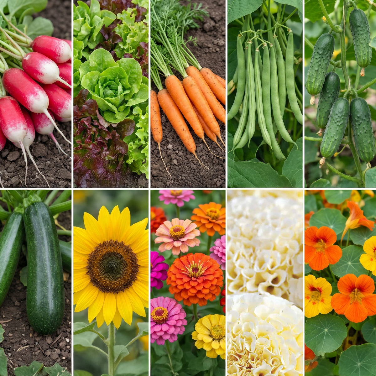 Easy Grow Garden Seed Bundle (10 Pack) | Organic Vegetables & Flowers ...
